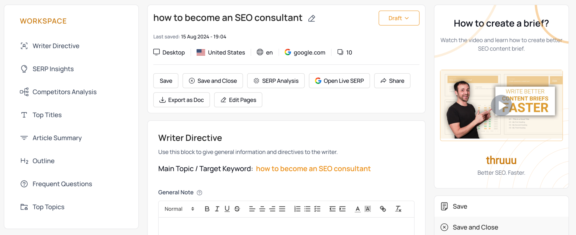 Create content briefs faster with thruuu | thruuu | Content Optimization Solution